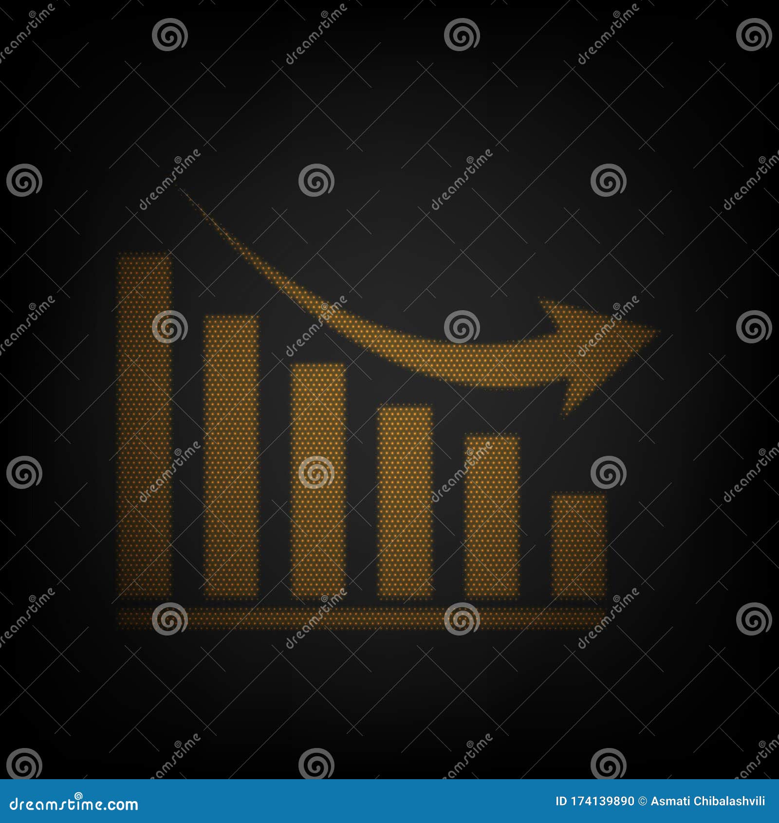 Declining Graph Sign. Icon As Grid of Small Orange Light Bulb in ...