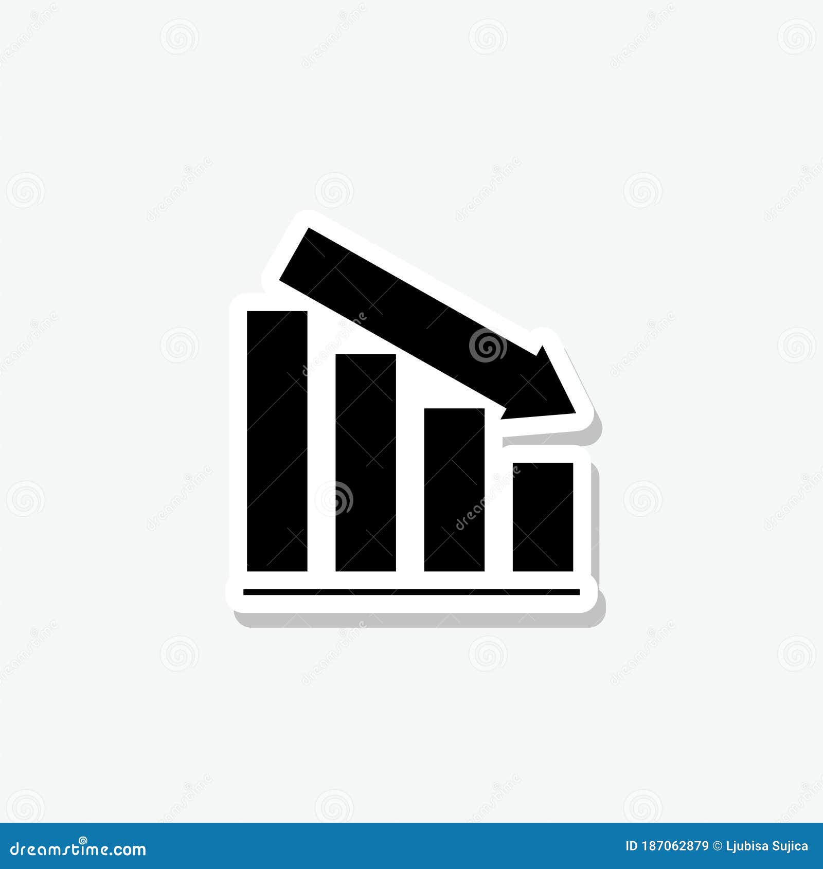 Declining Graph Sticker Icon for Your Web Site Design Stock Vector ...