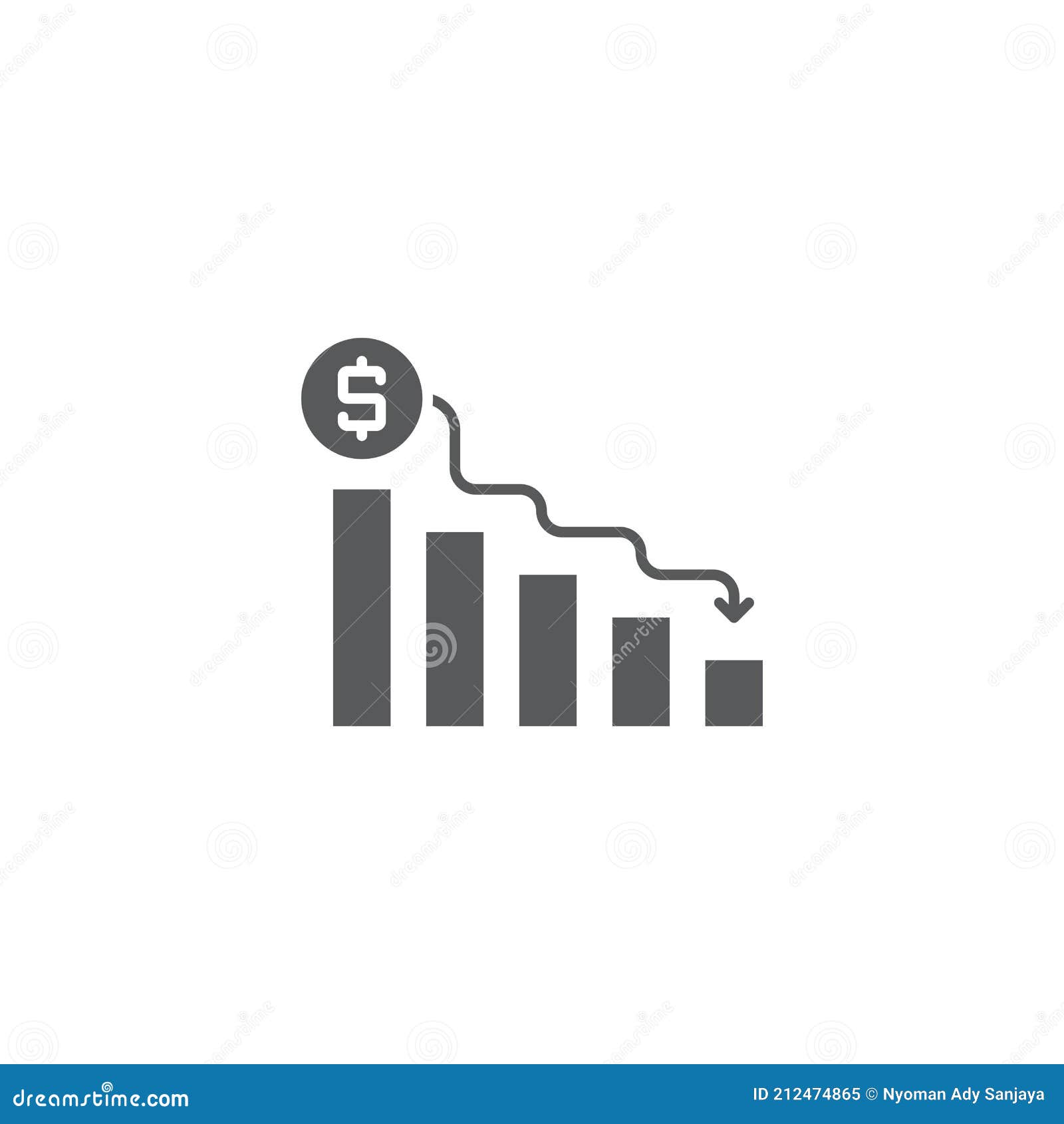 Declining Graph Vector Icon Business Decline Chart Filled Flat Sign for ...