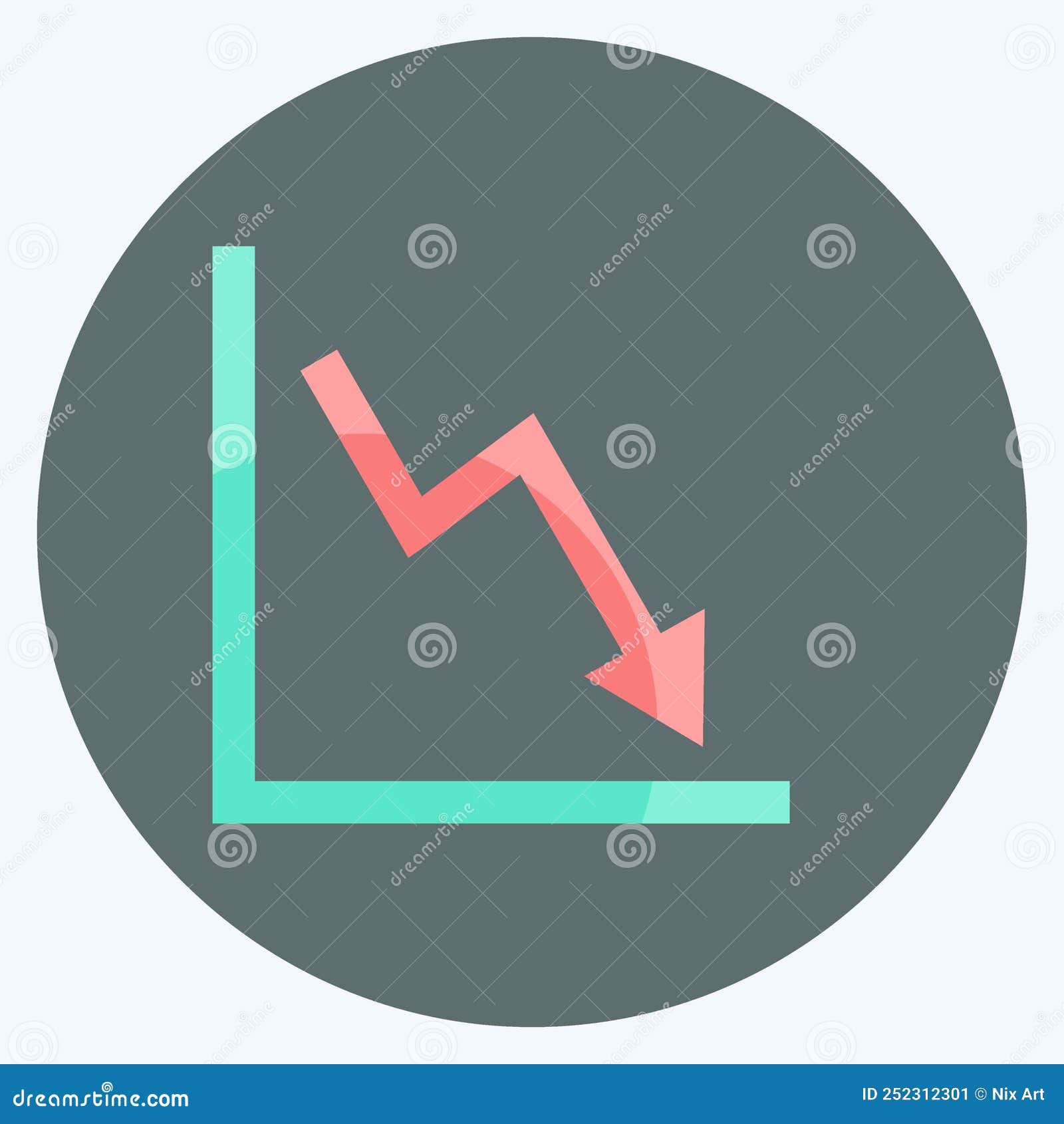 Declining Line Graph Icon in Trendy Flat Style Isolated on Soft Blue ...