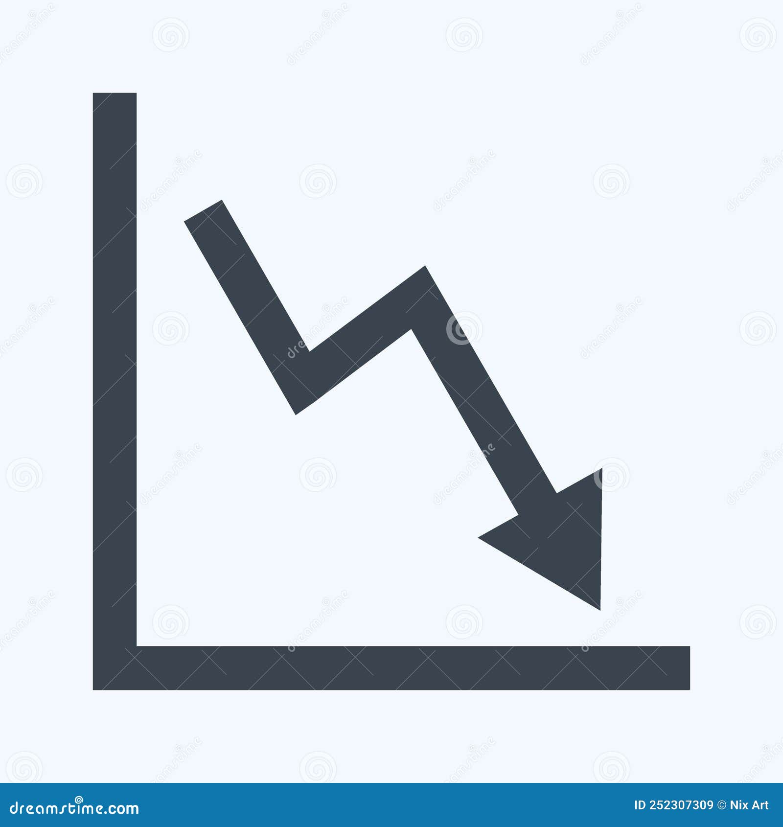 Declining Line Graph Icon in Trendy Glyph Style Isolated on Soft Blue ...