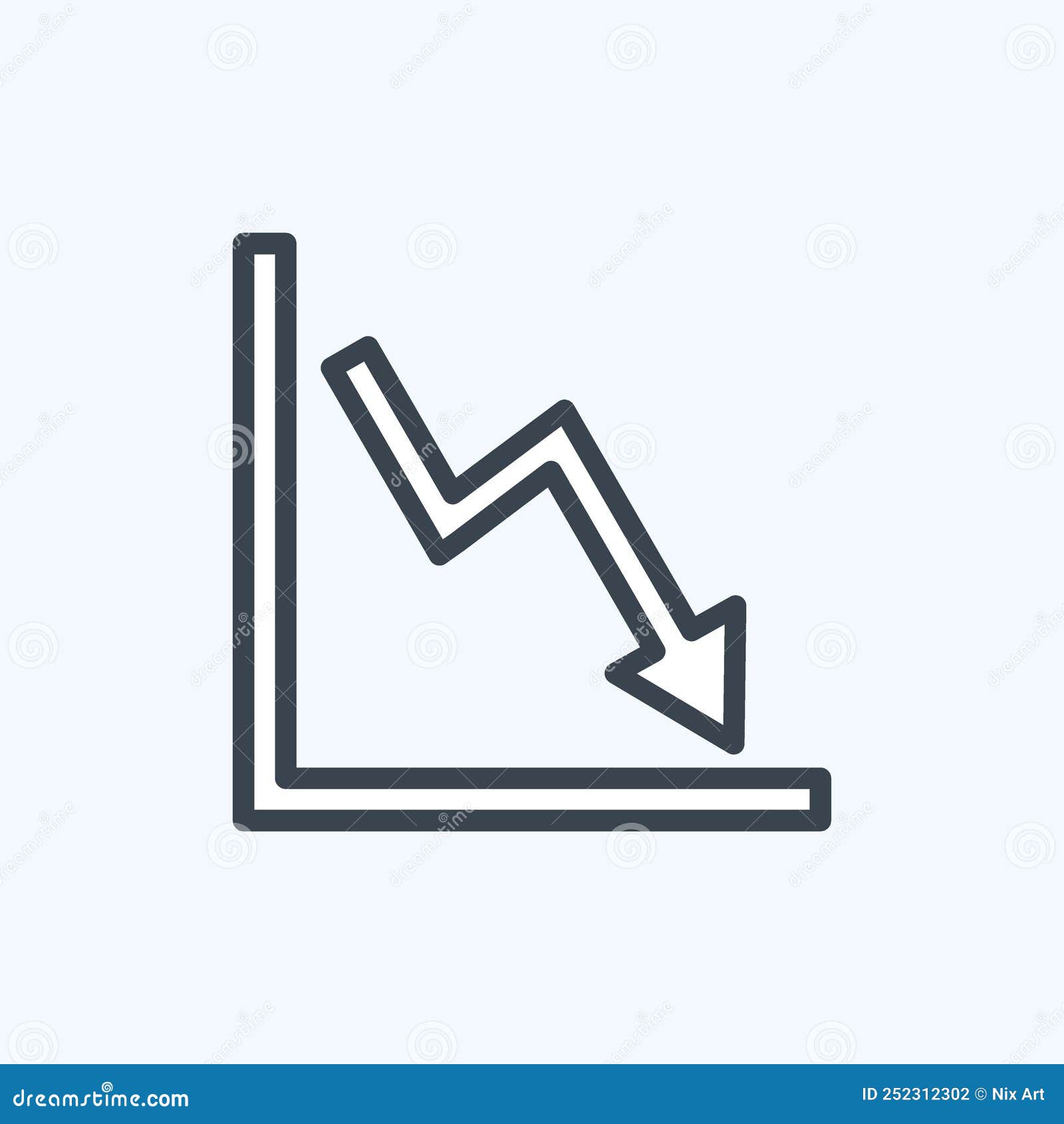 Declining Line Graph Icon in Trendy Line Style Isolated on Soft Blue ...