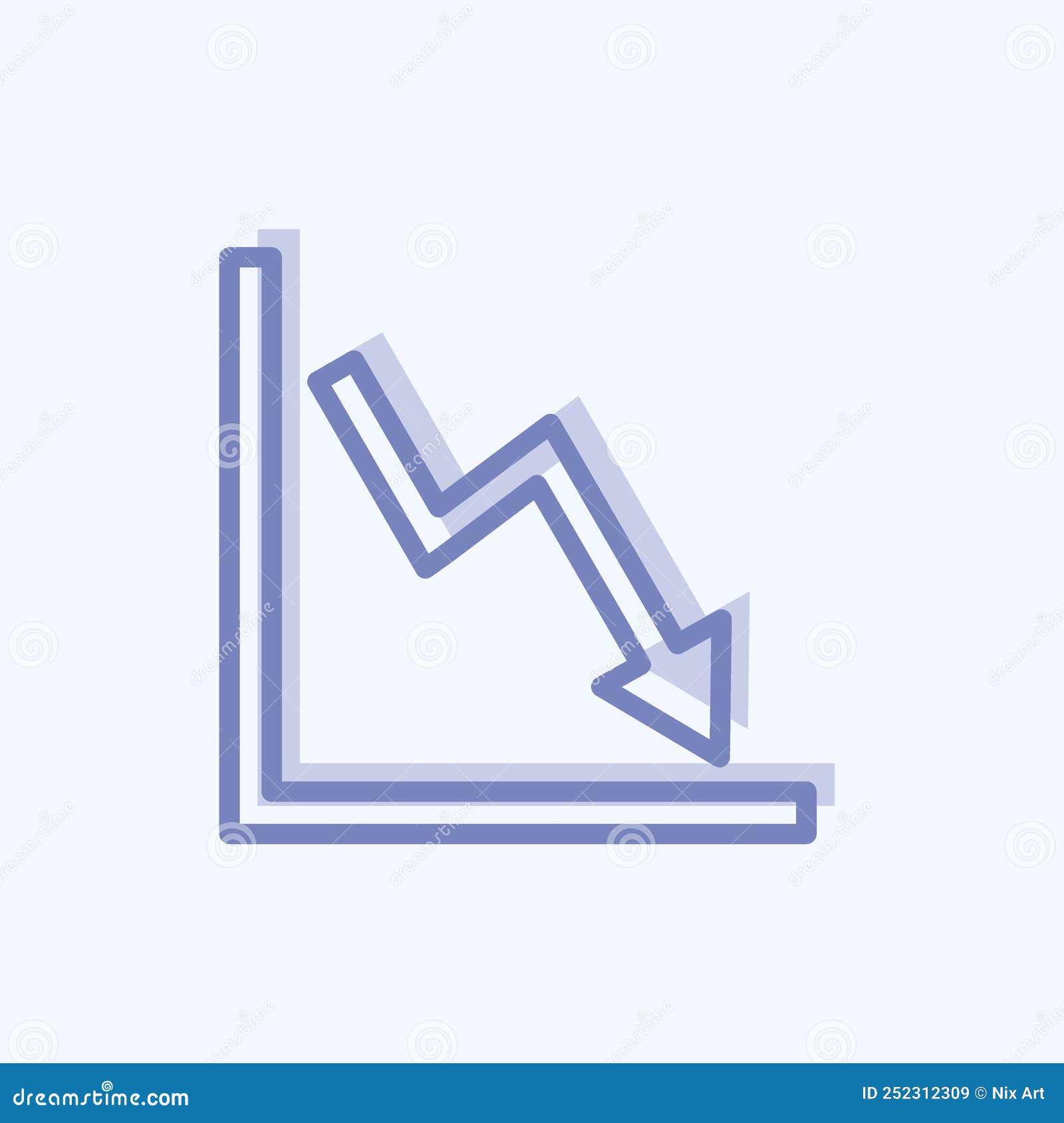 Declining Line Graph Icon in Trendy Two Tone Style Isolated on Soft ...