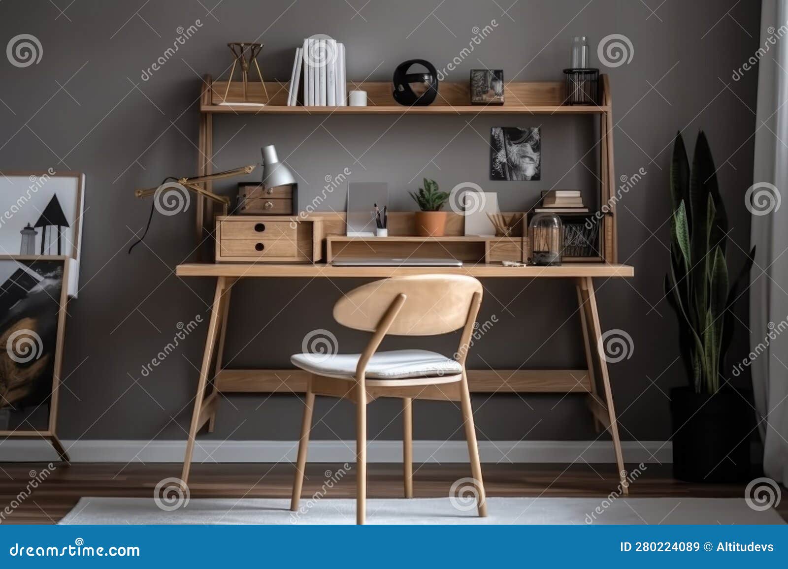 Decluttered Study Space with Books and Pens in a Modern Home Stock ...