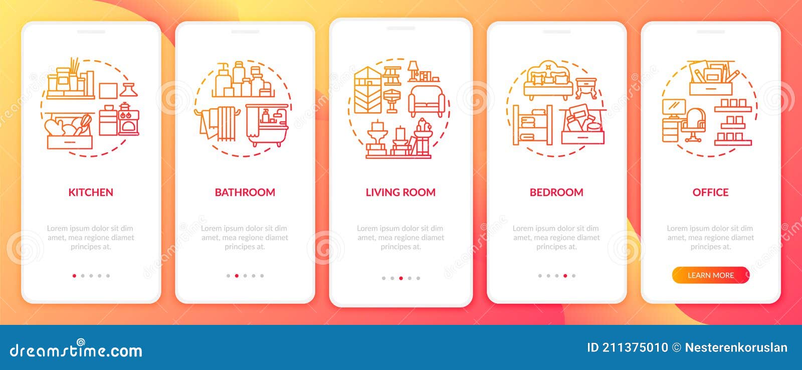 Decluttering Areas Onboarding Mobile App Page Screen with Concepts Stock Vector - Illustration ...