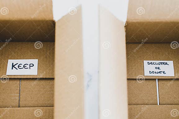 Decluttering Concept, Storage Boxes To Sort between Objects To Keep and ...