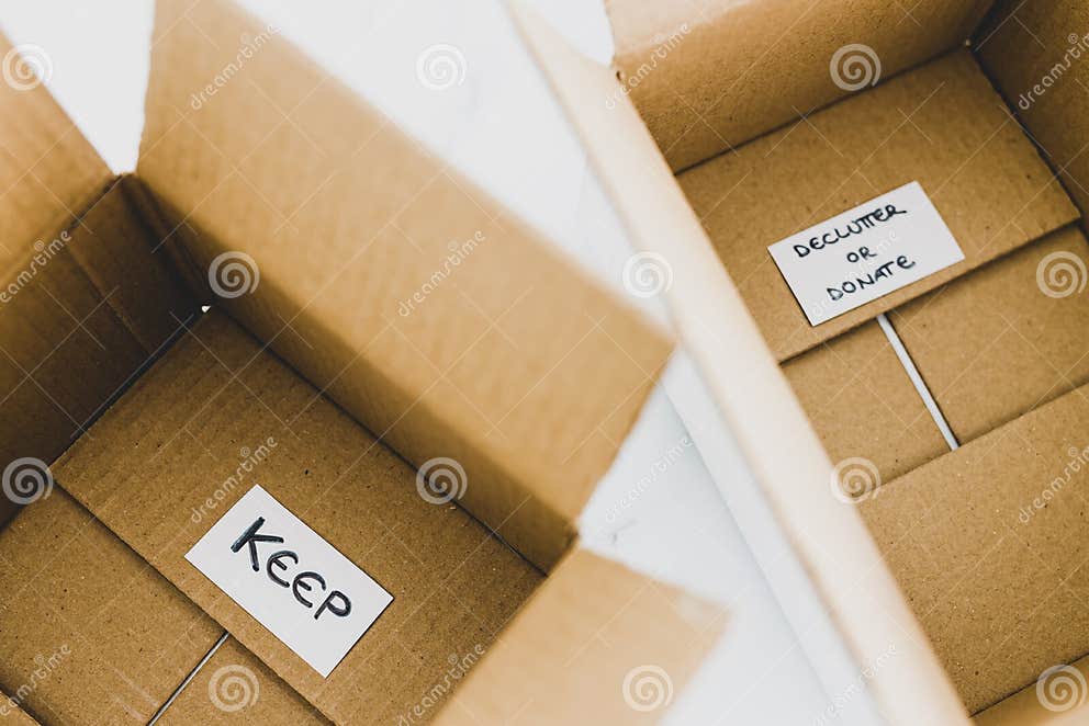 Decluttering Concept, Storage Boxes To Sort between Objects To Keep and ...