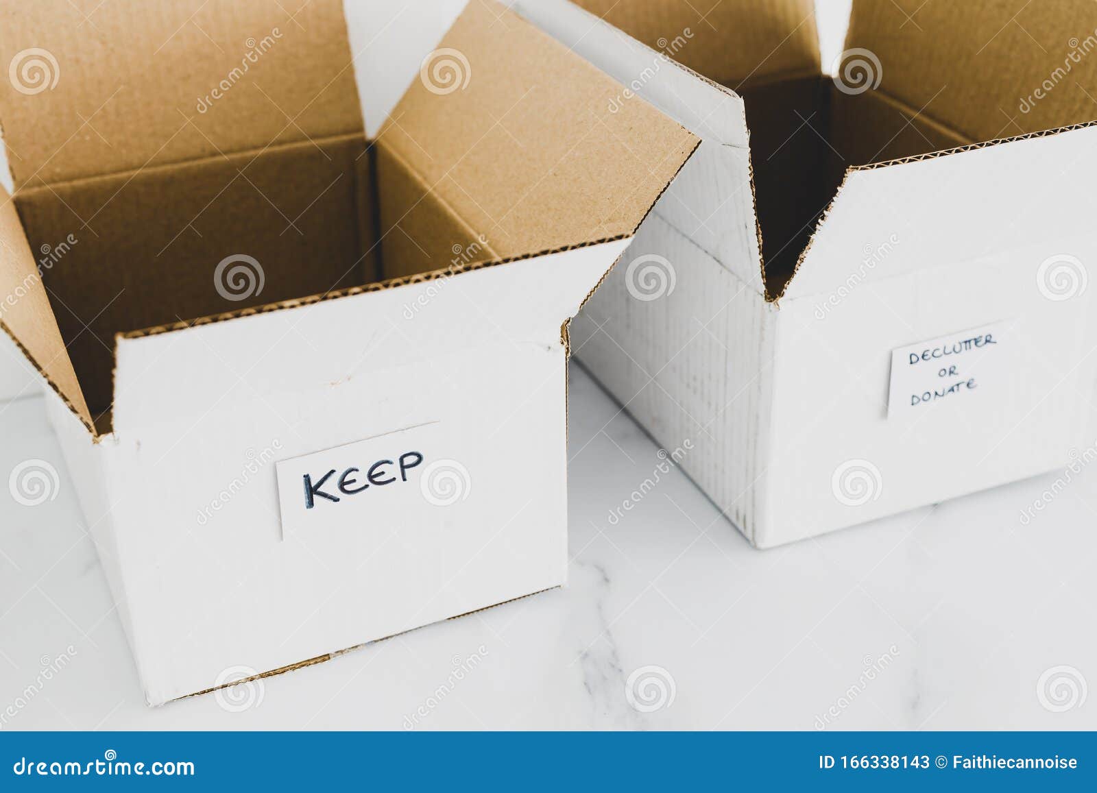 Decluttering Concept, Storage Boxes To Sort between Objects To Keep and ...