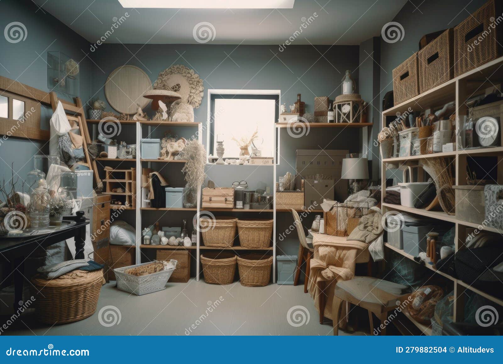 Decluttering Room, with Different Items Placed on Surfaces, To Showcase ...