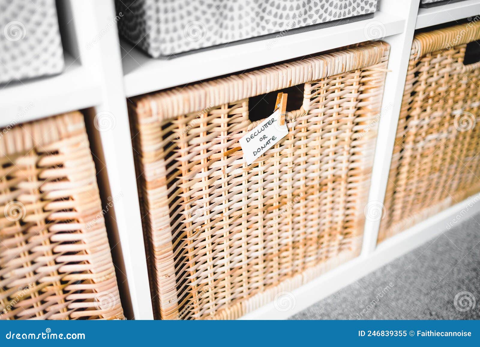 Decluttering and Tidying Up Concept, Basket with Declutter or Donate ...