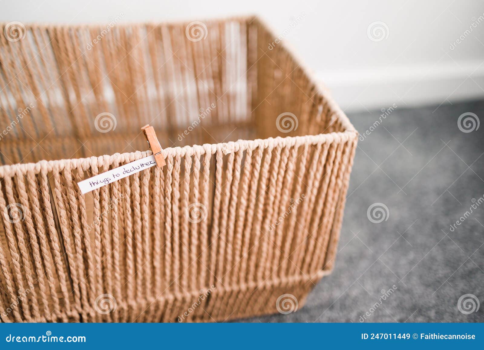 Decluttering and Tidying Up Concept, Storage Basket with Things To ...