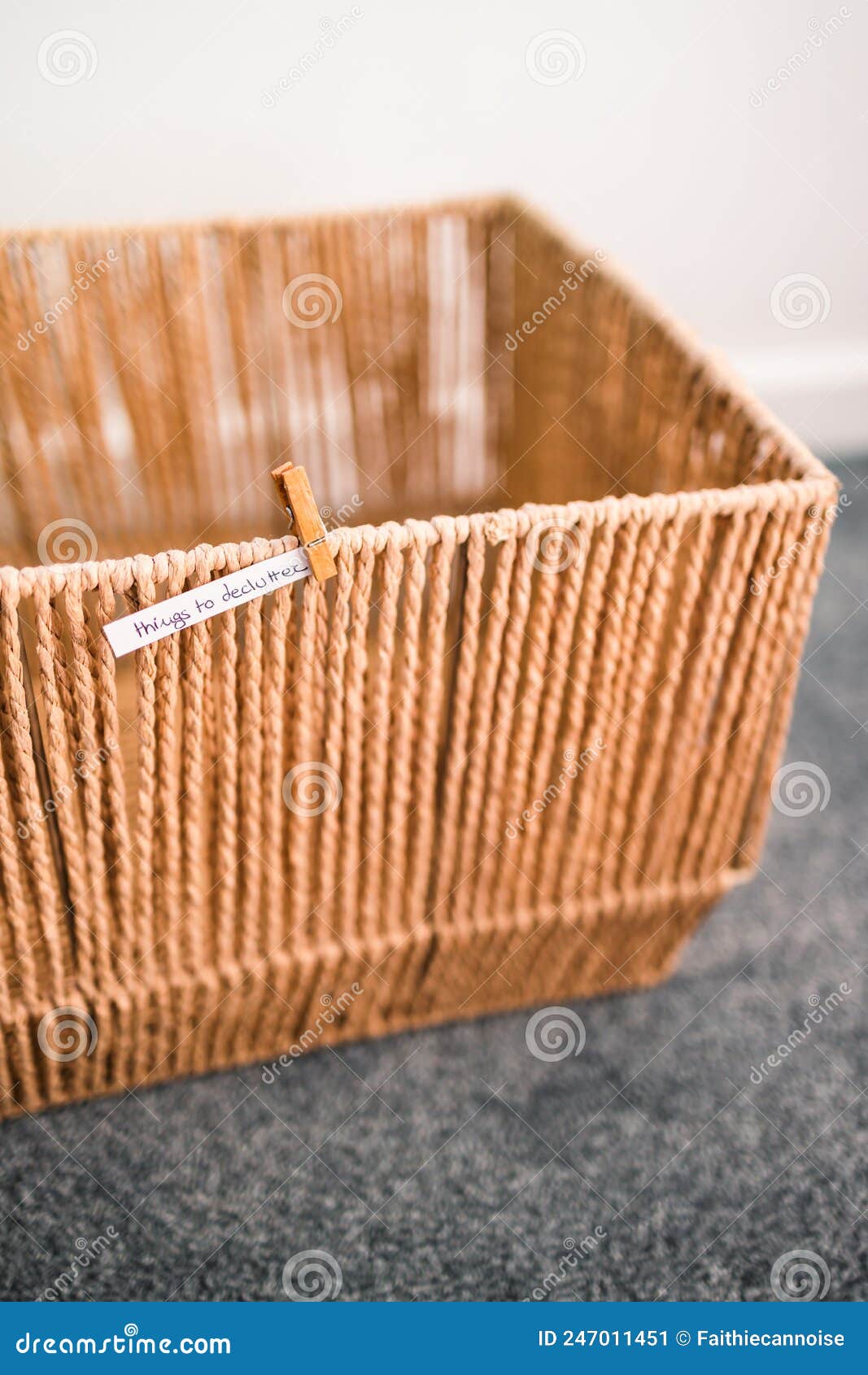 Decluttering and Tidying Up Concept, Storage Basket with Things To ...
