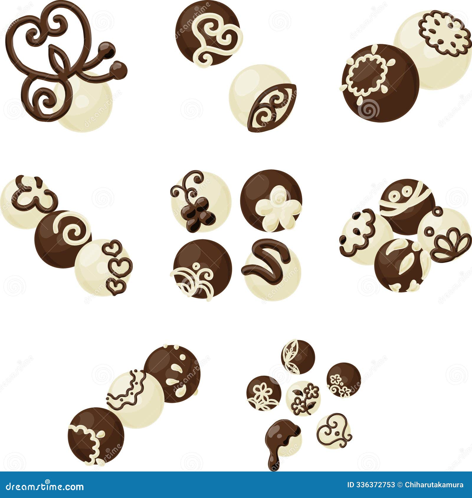 The Decoration Chocolate Truffles Icons Stock Vector - Illustration of ...