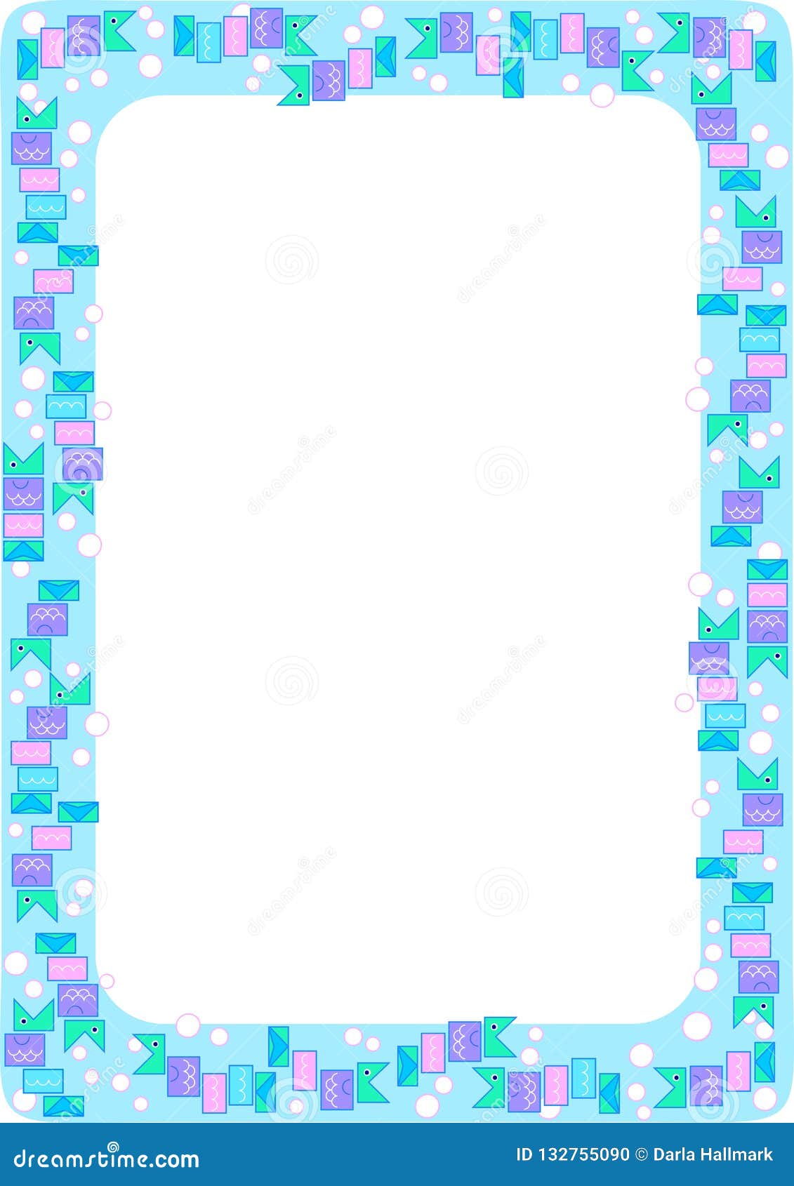 Deco geometric fish border stock vector. Illustration of border - 132755090