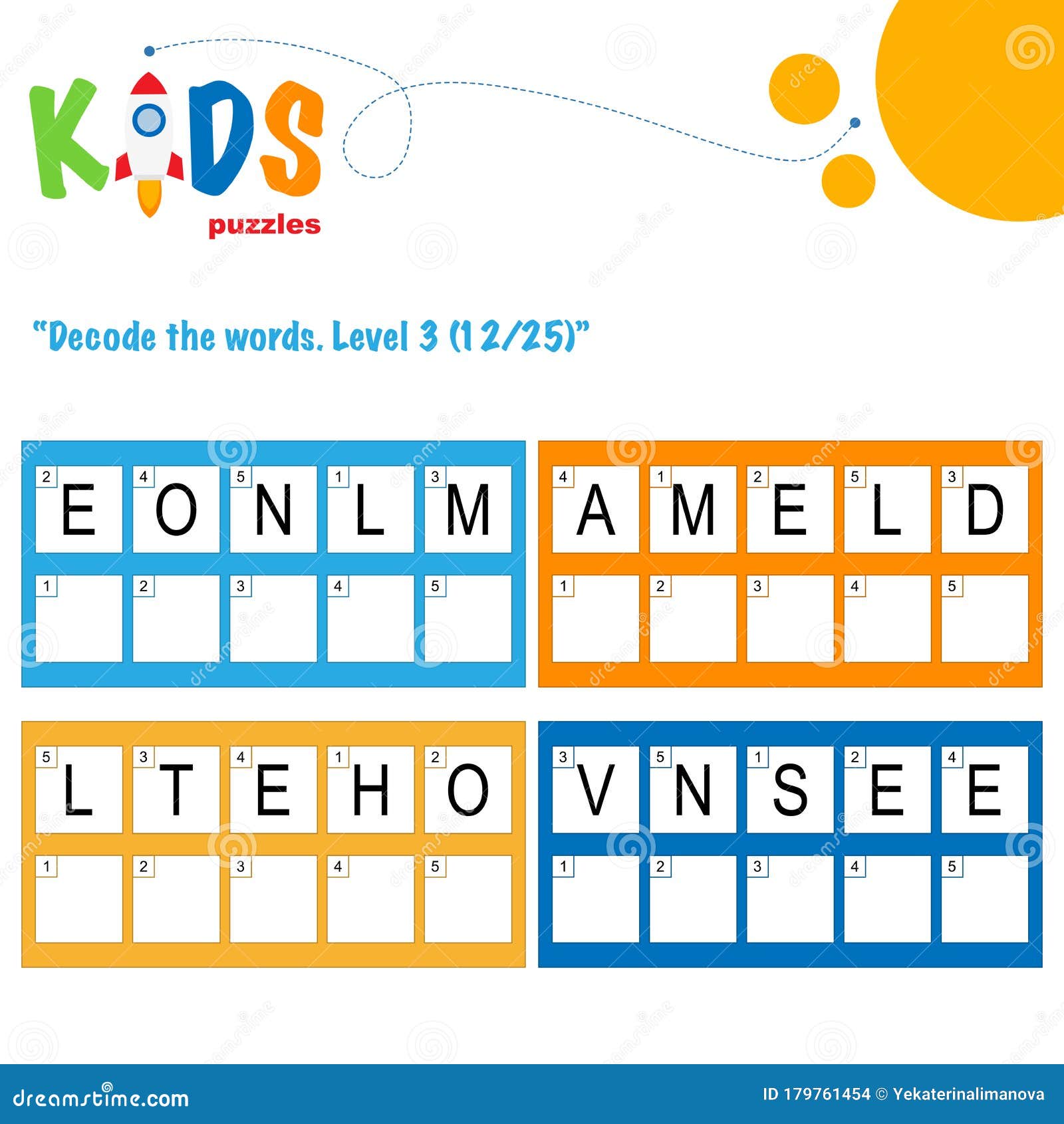 Decode The 3-letter Words. Logic Puzzle Activity Sheet Vector ...