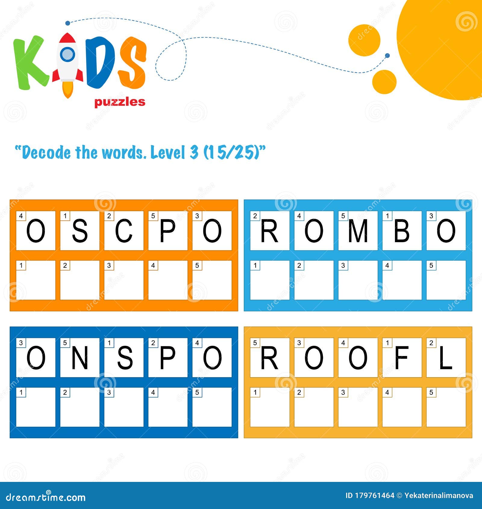 Decode the 5-letter Words. Fun Logic Puzzle Activity Sheet Stock Vector ...