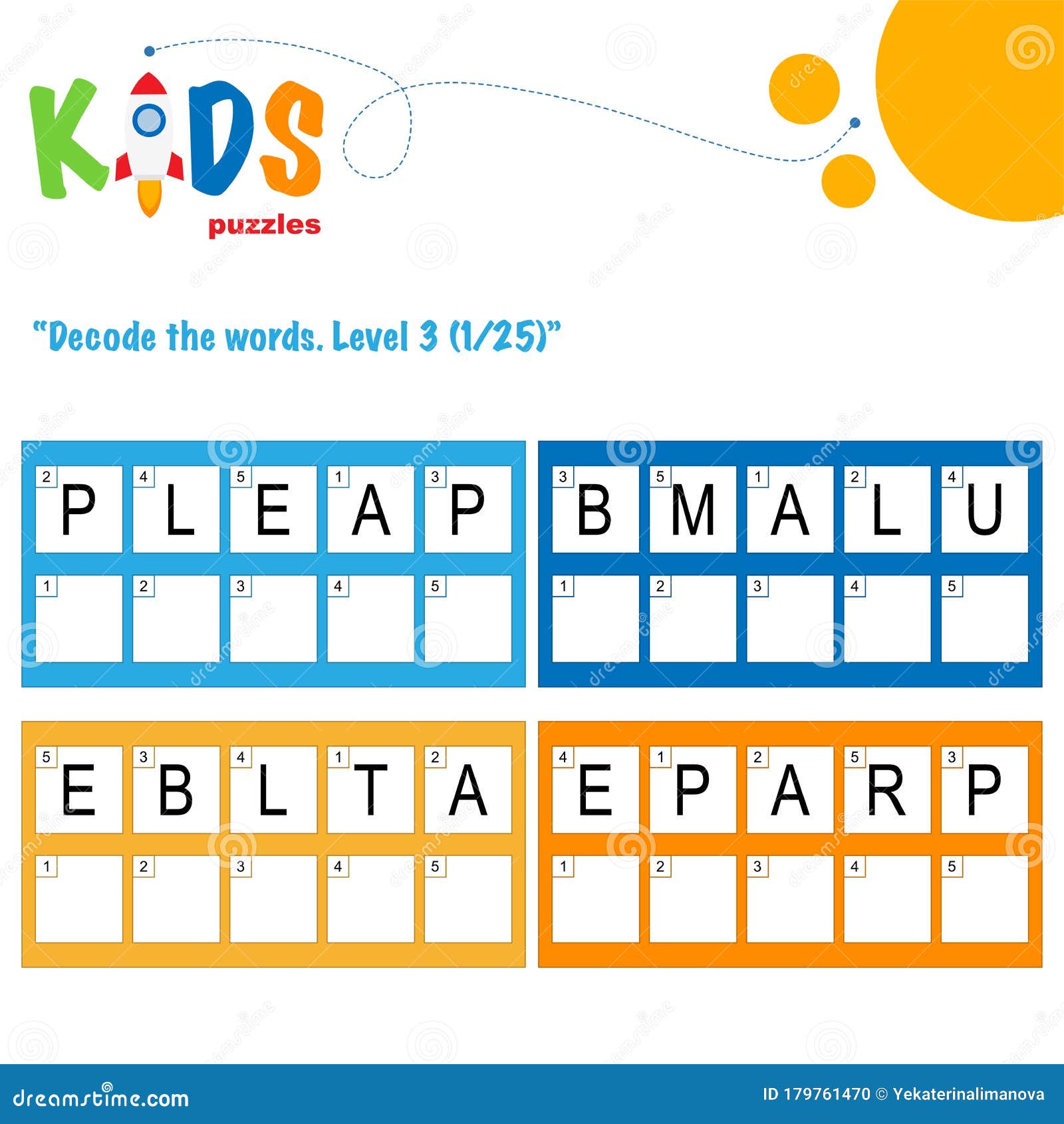 Decode The 3-letter Words. Logic Puzzle Activity Sheet Vector ...