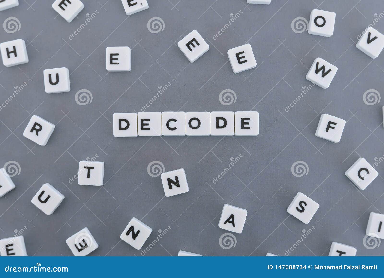Decode Word Made of Square Letter Word on Grey Background Stock Photo ...
