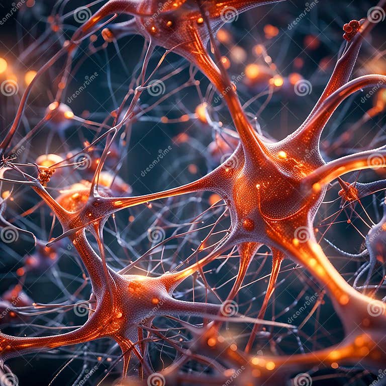 Decoding Brain Communication, Macro Network of Interconnected Neurons, Generative AI Stock ...