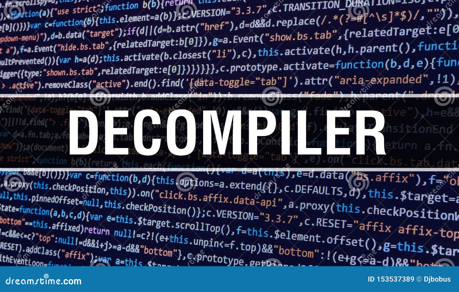 Decompiler Concept With Random Parts Of Program Code Decompiler With Programming Code Abstract 4190