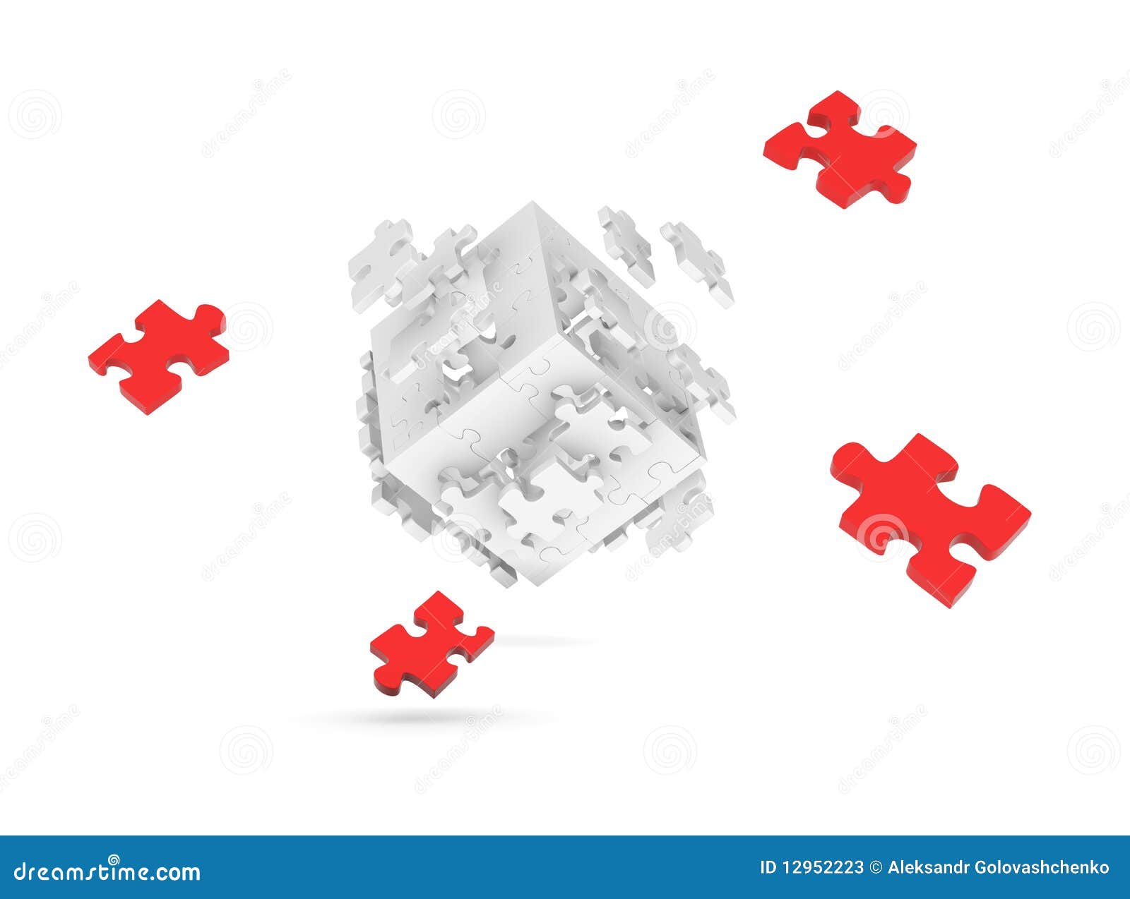 Decomposed cube of puzzle stock illustration. Illustration of ...