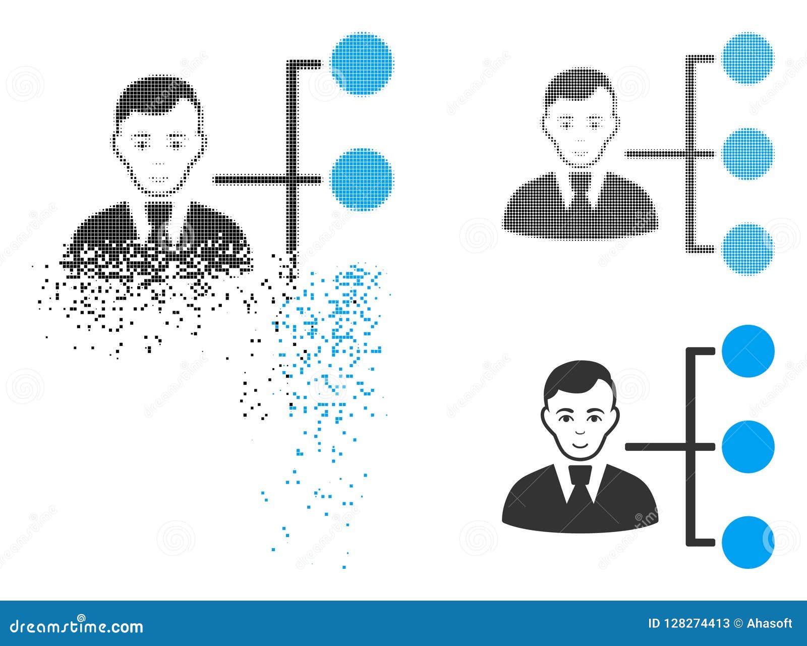 Decomposed Dot Halftone Distribution Manager Icon with Face Stock ...