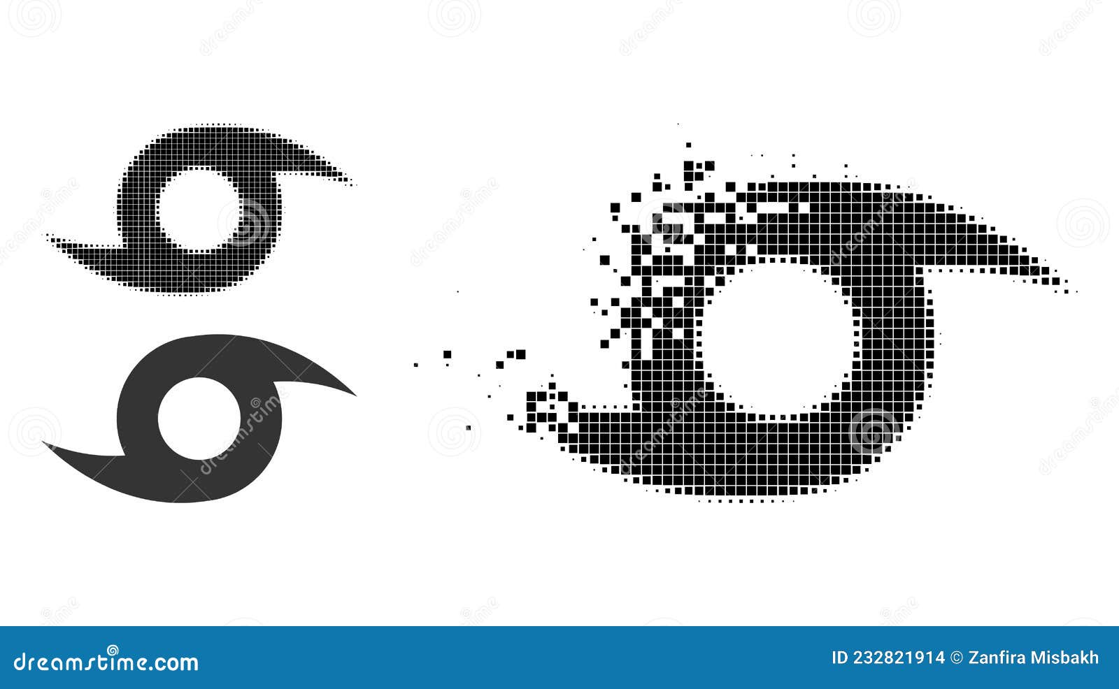 Decomposed Dot Hurricane Glyph with Halftone Version Stock Vector ...