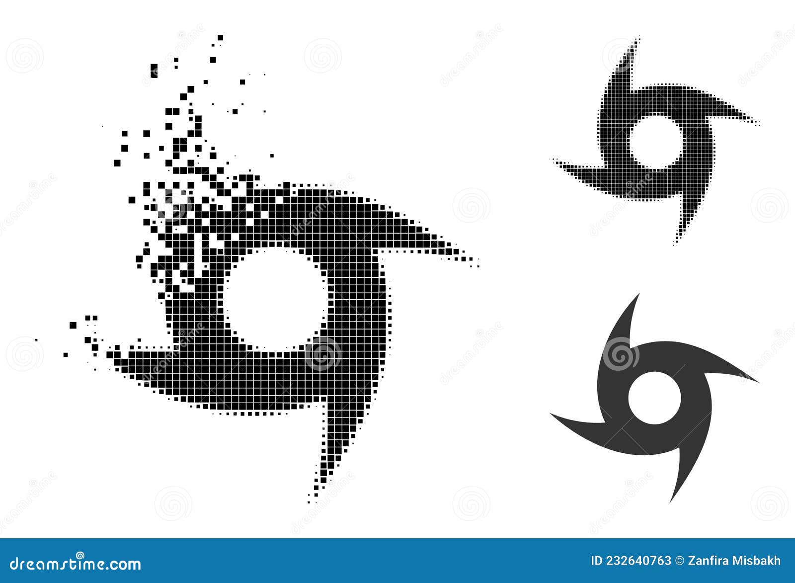 Decomposed Dotted Cyclone Icon with Halftone Version Stock Vector ...
