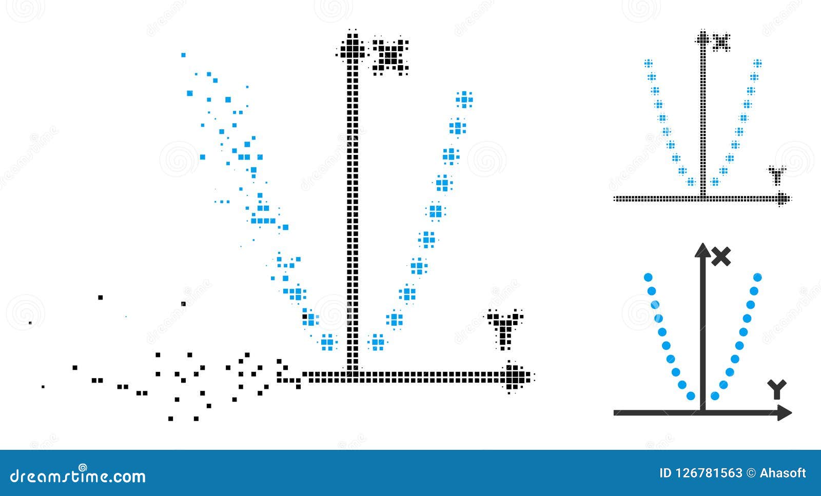 Decomposed Dotted Halftone Parabole Plot Icon Stock Vector ...