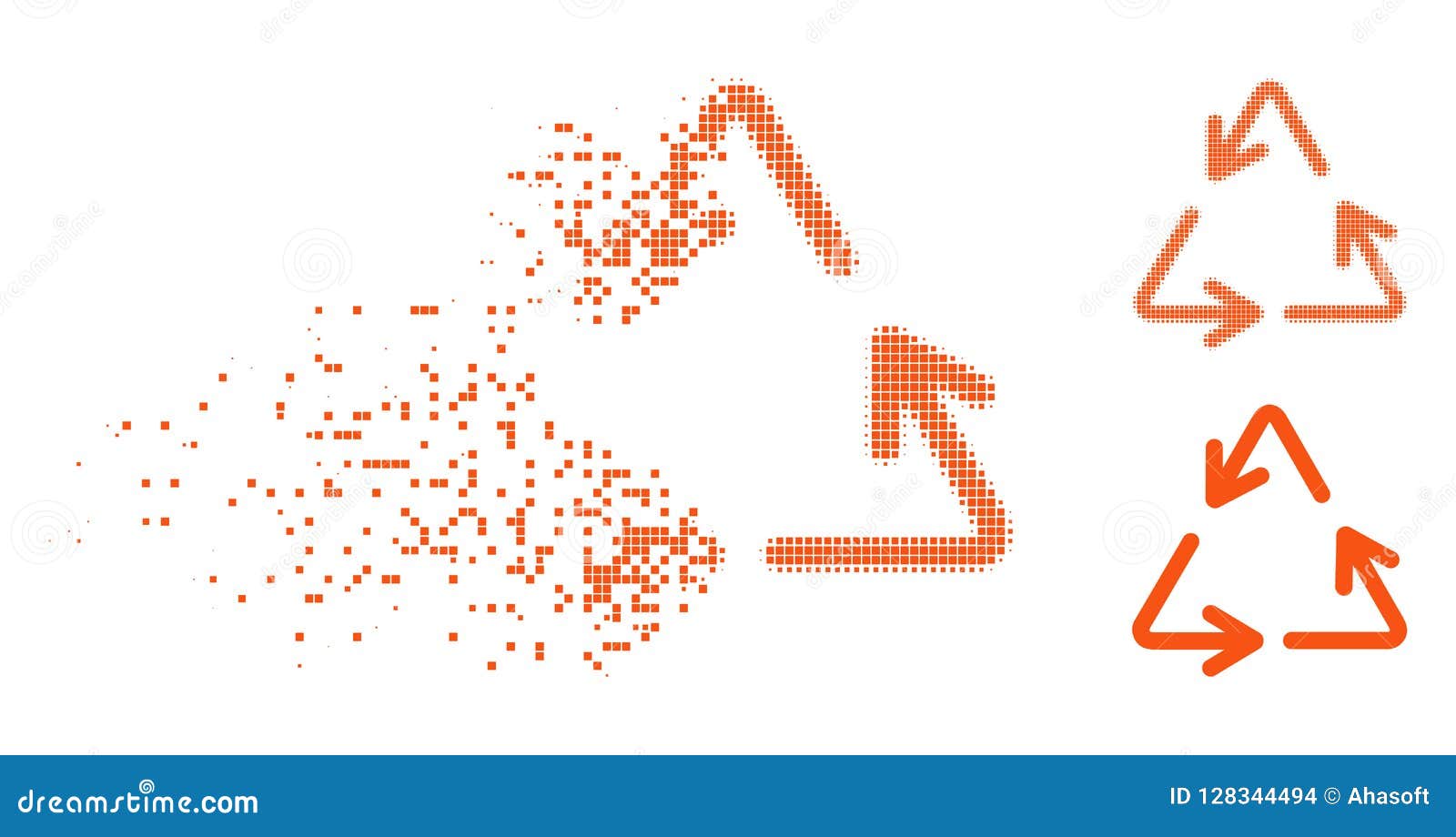 Decomposed Dotted Halftone Recycle Arrows Icon Stock Vector ...