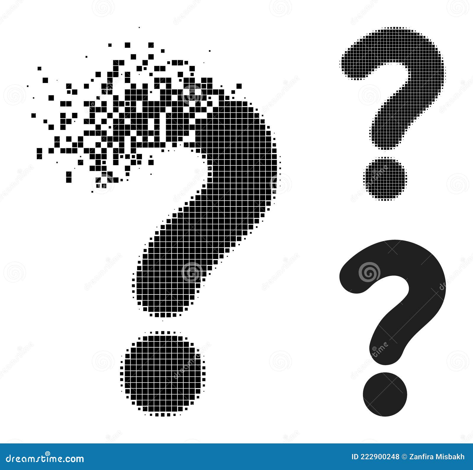 Decomposed Dotted Question Mark Glyph with Halftone Version Stock ...