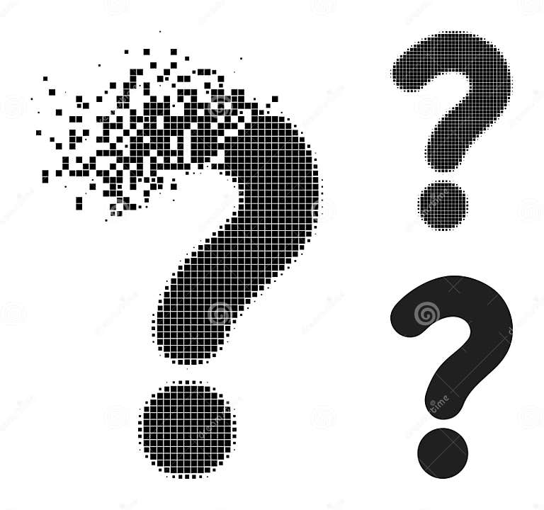 Decomposed Dotted Question Mark Glyph with Halftone Version Stock ...