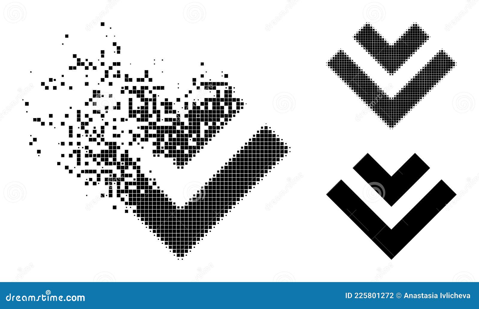 Decomposed and Halftone Dotted Shift Down Icon Stock Vector ...