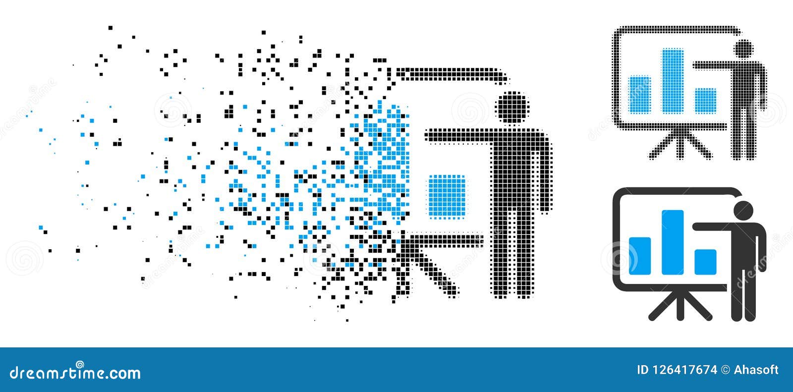 Decomposed Pixel Halftone Bar Chart Presentation Icon Stock Vector ... Decomposed Pixel Halftone Bar Chart Presentation Icon Stock Vector ...