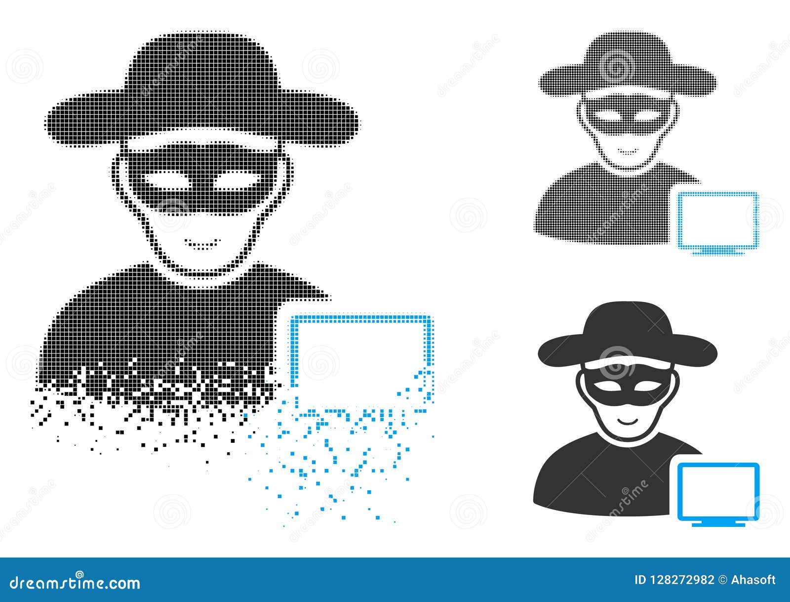 Decomposed Pixel Halftone Computer Hacker Icon with Face Stock Vector ... Decomposed Pixel Halftone Computer Hacker Icon with Face Stock Vector ...