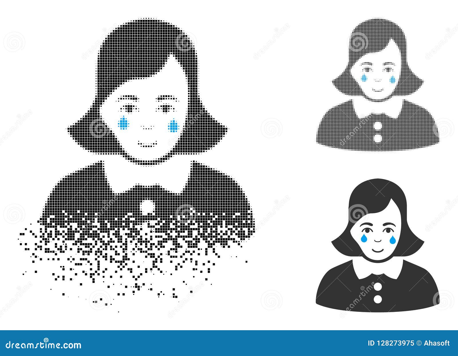Decomposed Pixel Halftone Crying Woman Icon with Face Stock Vector ... Decomposed Pixel Halftone Crying Woman Icon with Face Stock Vector ...