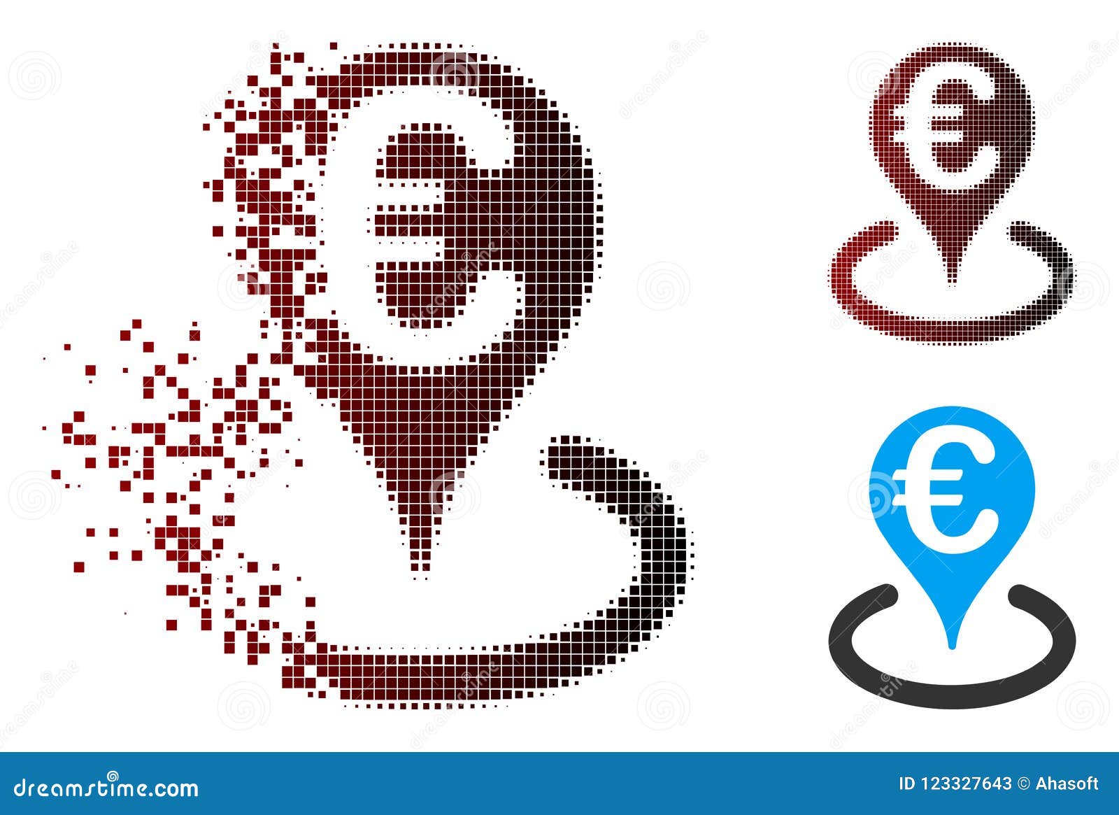 Decomposed Pixel Halftone Euro Bank Map Marker Icon Stock Vector ... Decomposed Pixel Halftone Euro Bank Map Marker Icon Stock Vector ...
