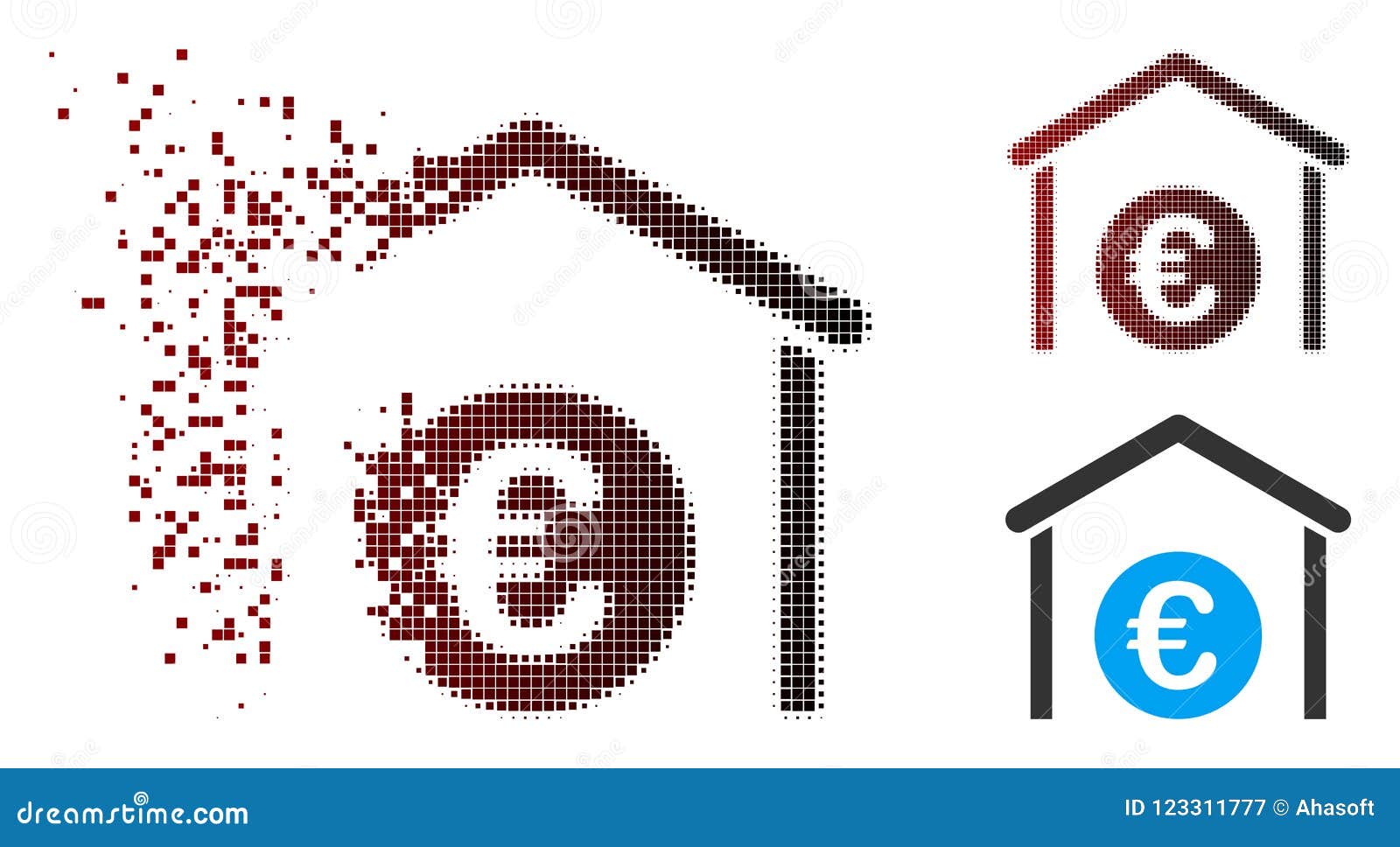 Decomposed Pixel Halftone Euro Storage Garage Icon Stock Vector ... Decomposed Pixel Halftone Euro Storage Garage Icon Stock Vector ...