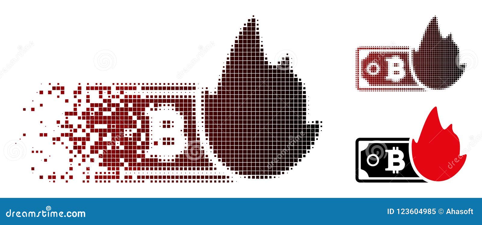 Decomposed Pixel Halftone Fired Bitcoin Banknote Icon Stock Vector ... Decomposed Pixel Halftone Fired Bitcoin Banknote Icon Stock Vector ...