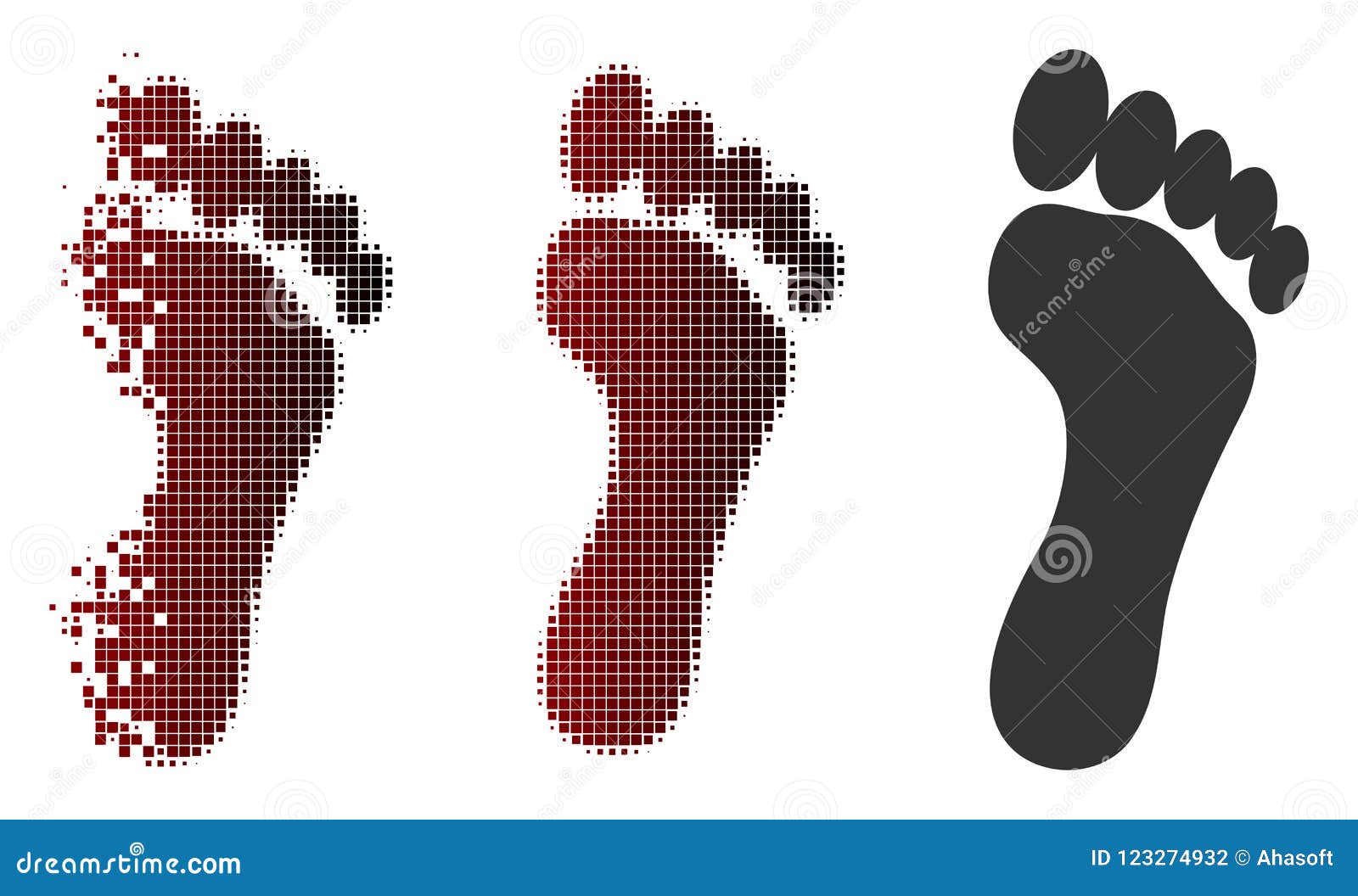 Decomposed Pixel Halftone Footprint Icon Stock Vector - Illustration of ...