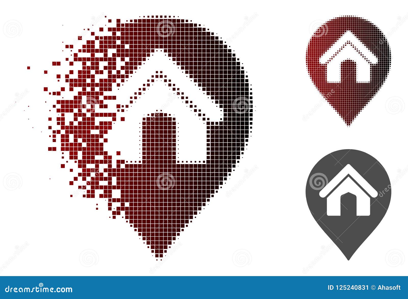 Decomposed Pixel Halftone House Marker Icon Stock Vector - Illustration ... Decomposed Pixel Halftone House Marker Icon Stock Vector - Illustration ...