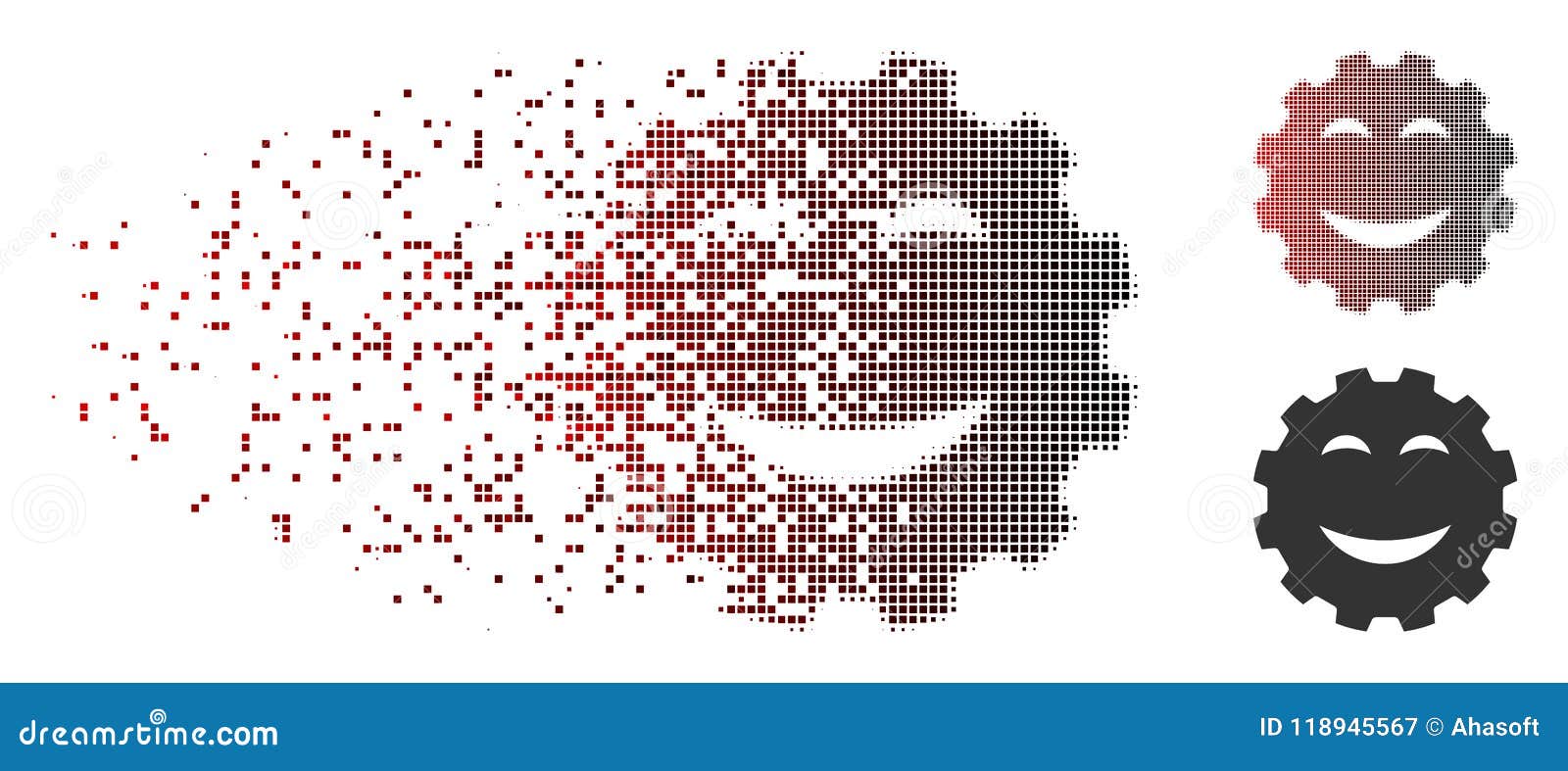 Decomposed Pixel Halftone Joy Smiley Gear Icon Stock Vector ...