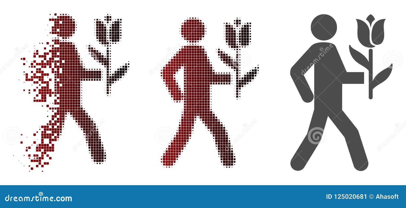 Decomposed Pixel Halftone Lover with Flower Icon Stock Vector ... Decomposed Pixel Halftone Lover with Flower Icon Stock Vector ...