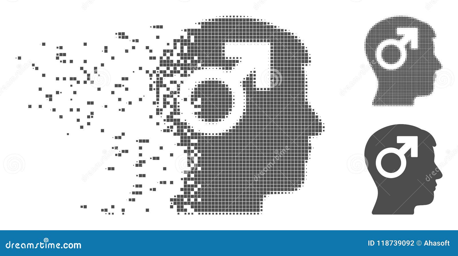 Decomposed Pixel Halftone Male Symbol Head Icon Stock Vector ... Decomposed Pixel Halftone Male Symbol Head Icon Stock Vector ...