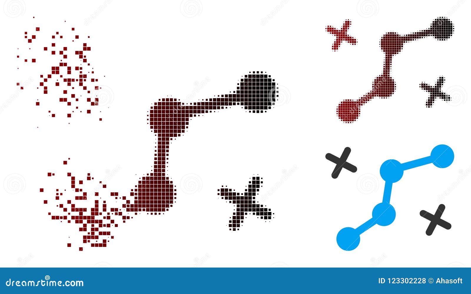 Decomposed Pixel Halftone Route Points Icon Stock Vector - Illustration ... Decomposed Pixel Halftone Route Points Icon Stock Vector - Illustration ...