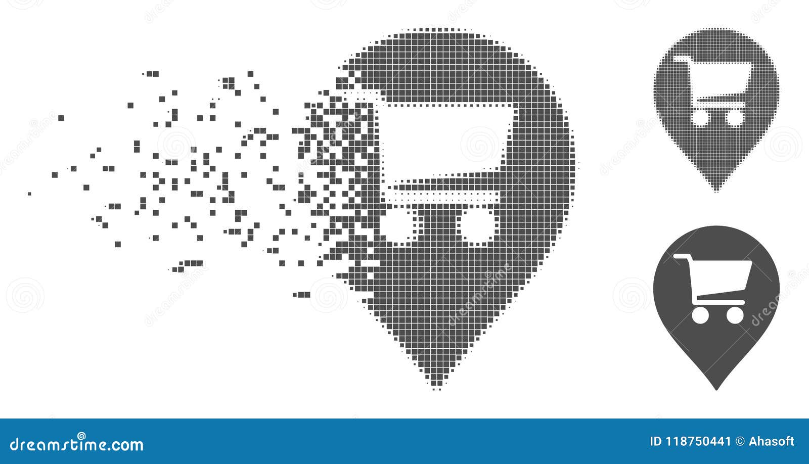 Decomposed Pixel Halftone Supermarket Map Marker Icon Stock Vector ... Decomposed Pixel Halftone Supermarket Map Marker Icon Stock Vector ...