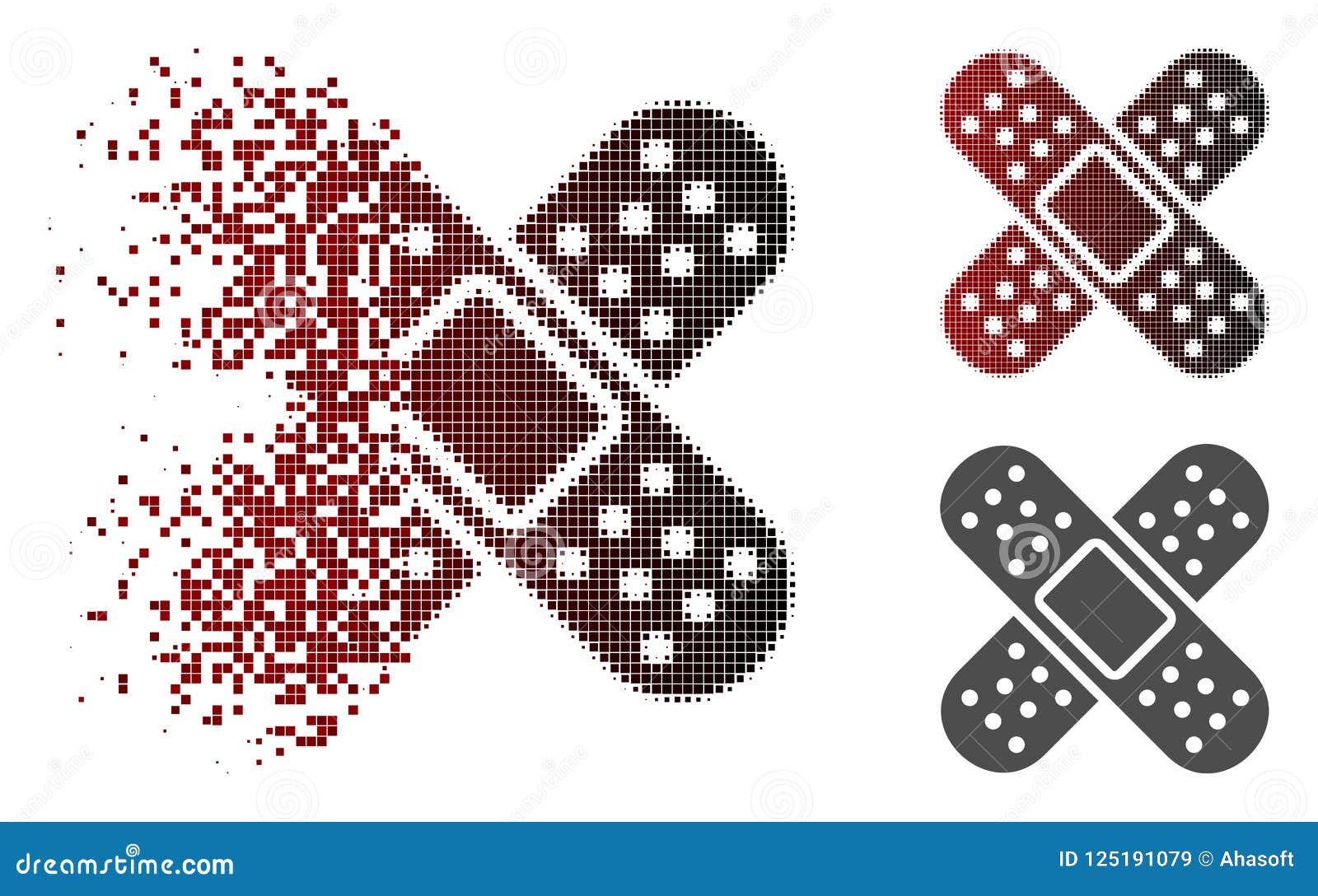 Decomposed Pixelated Halftone Bandage Icon Cartoon Vector ... Decomposed Pixelated Halftone Bandage Icon Cartoon Vector ...
