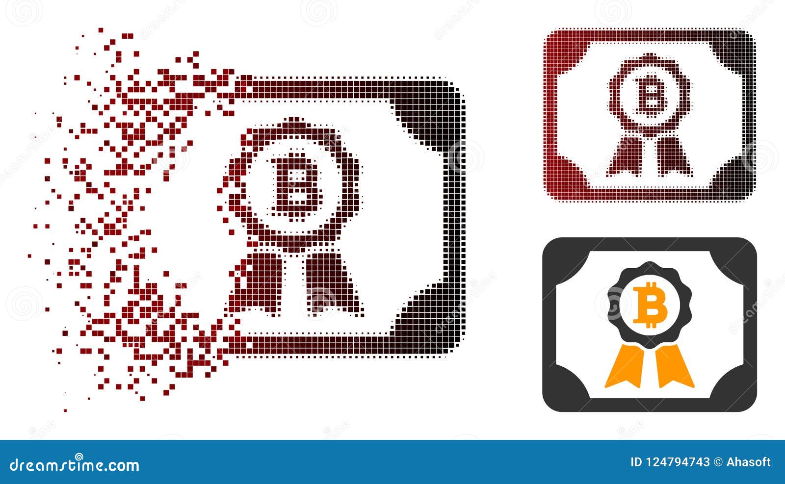 Decomposed Pixelated Halftone Bitcoin Certificate Icon Stock Vector ... Decomposed Pixelated Halftone Bitcoin Certificate Icon Stock Vector ...