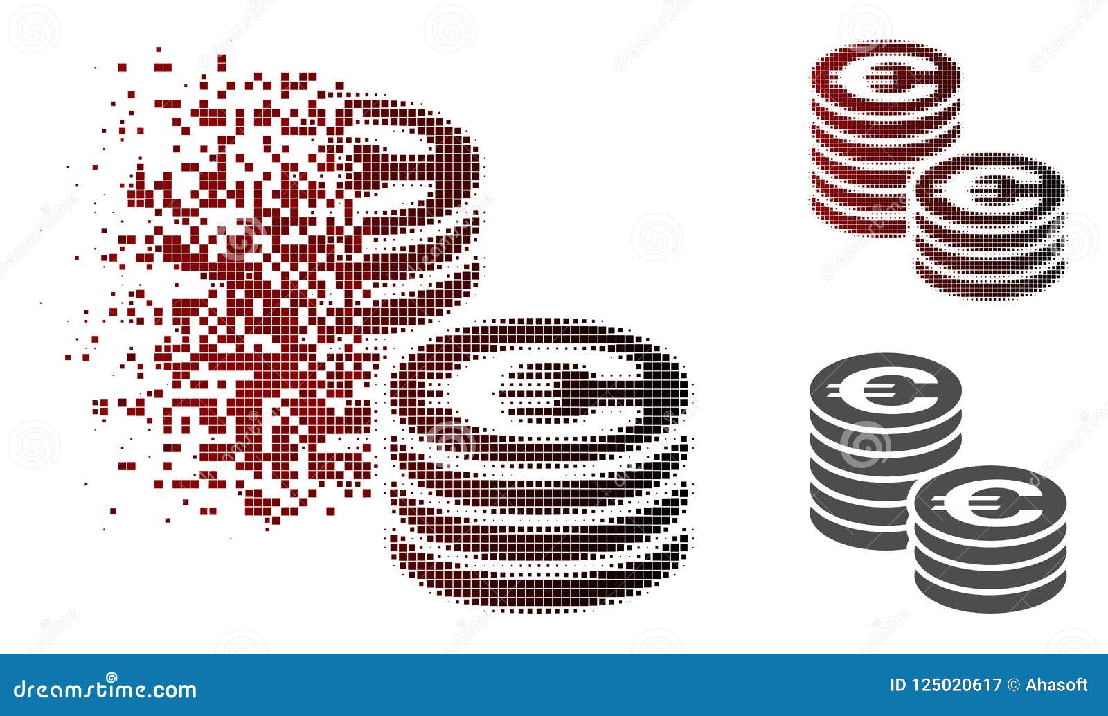 Decomposed Pixelated Halftone Euro Coin Columns Icon Stock Vector ... Decomposed Pixelated Halftone Euro Coin Columns Icon Stock Vector ...