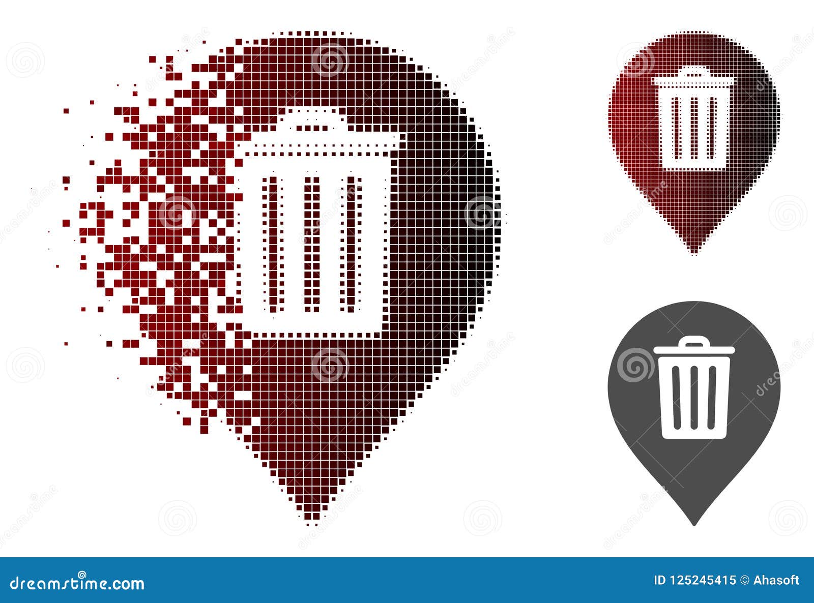 Decomposed Pixelated Halftone Trash Can Marker Icon Stock Vector ... Decomposed Pixelated Halftone Trash Can Marker Icon Stock Vector ...